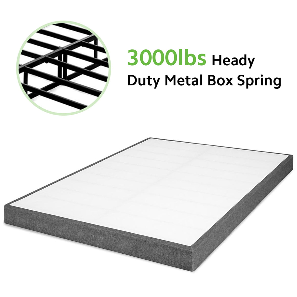 TATAGO 5" Heavy Duty Metal Box Spring, 3000lbs Capacity Mattress Found ...